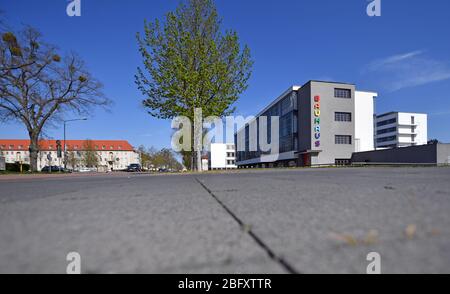 Dessau, Germany. 18th Apr, 2020. View of the historic Bauhaus building ...