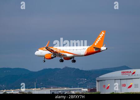 BARCELONA, OCTOBER 2017: Plane taking off in Barcelona airport Stock ...