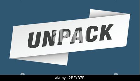unpack banner template. unpack ribbon label sign Stock Vector Image ...