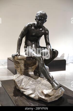 Roman bronze sculpture of Hermes from the rectangular peristyle of the ...