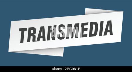 transmedia banner template. transmedia ribbon label sign Stock Vector ...