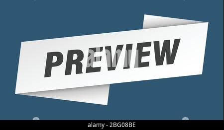 preview banner template. preview ribbon label sign Stock Vector Image ...