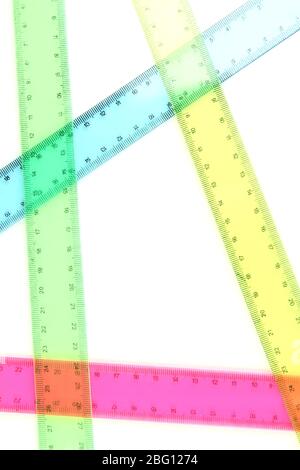 colorful Millimeter and inch rulers isolated on a white background ...