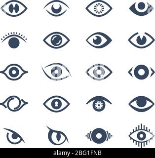 Human eye, supervision and view symbols. Looking eyes vector silhouette ...
