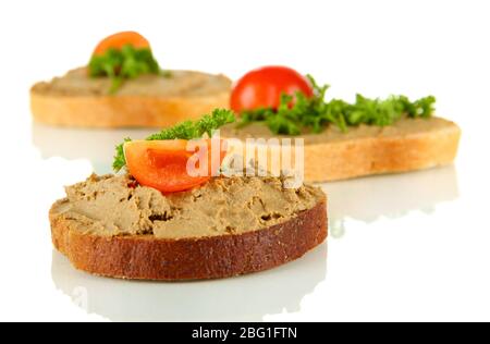 Fresh pate on bread isolated on white Stock Photo - Alamy