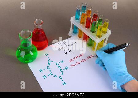 Hand scientist writing formulas Stock Photo - Alamy