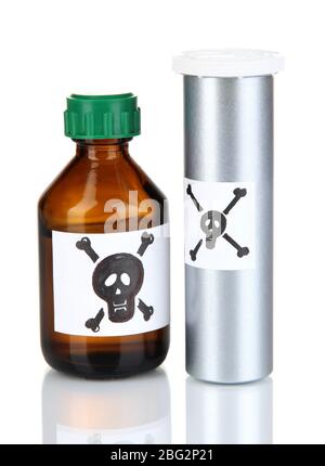 Deadly poison in bottles isolated on white Stock Photo - Alamy