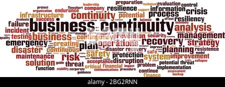 Business continuity word cloud concept. Collage made of words about ...