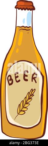 Brown beer bottle with label and glass mug beer alcohol drink vector ...