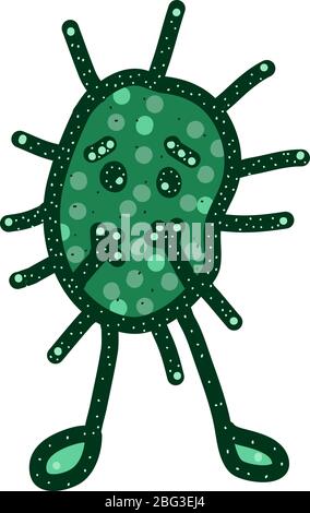 Vector Illustration of Virus Character with cute face, simple hands and ...