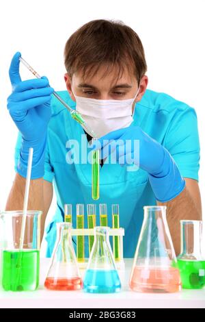 Assayer during research isolated on white Stock Photo - Alamy