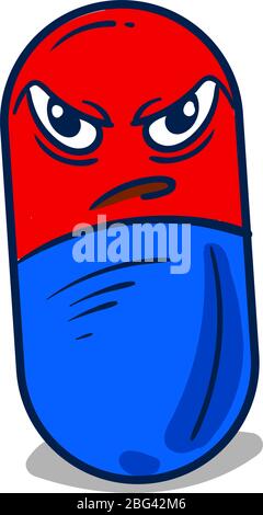 Angry pill capsule cartoon character Stock Vector Image & Art - Alamy