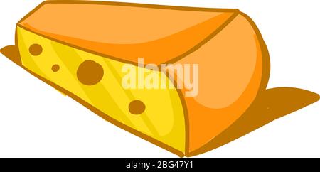 Piece of cheese, illustration, vector on white background Stock Vector ...