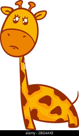 Sad giraffe, illustration, vector on white background Stock Vector ...