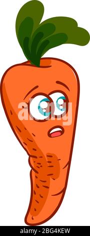 Scared carrot, illustration, vector on white background Stock Vector ...