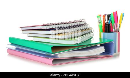 Bright different stationery isolated on white Stock Photo - Alamy