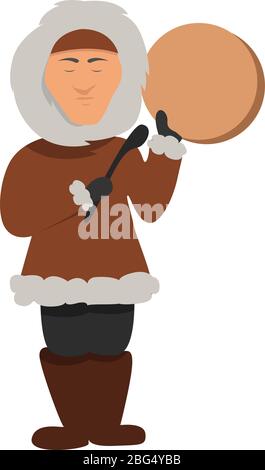 Isolated illustration vector of inuit, eskimo mythical deity. Kadlu is ...