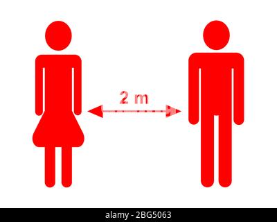 Safety distance between people, symbolic representation in an ...
