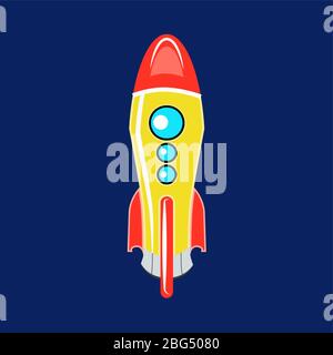 Yellow spaceship, illustration, vector on white background Stock Vector ...