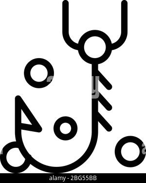 Treble hook icon outline design vector illustration on white background ...