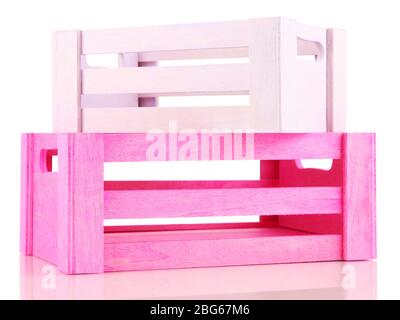 Color wooden crates, isolated on white Stock Photo - Alamy