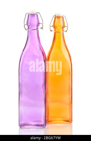 Empty color glass bottles, isolated on white Stock Photo - Alamy