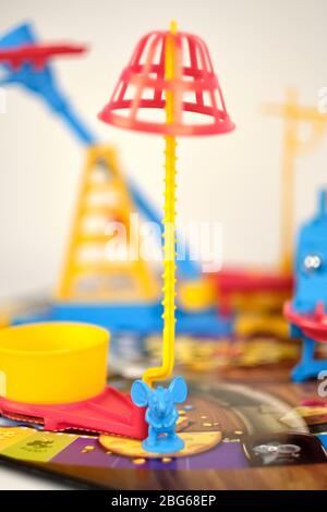 Close up of assembled Hasbro Mouse trap board game with mice dice diver ...