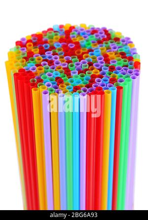 Many straws close-up isolated on white Stock Photo - Alamy
