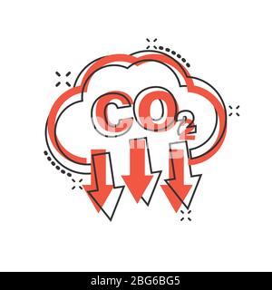 Co2 icon in comic style. Emission cartoon vector illustration on white ...