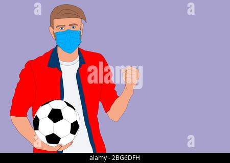 masked soccer fan, football fan male character with ball Stock Photo ...