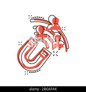 Lead conversion icon in comic style. Attract cartoon vector ...