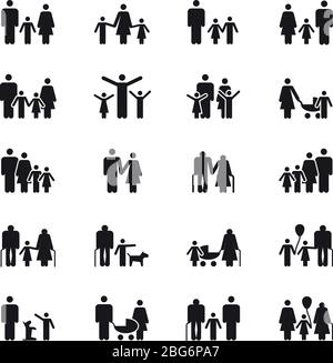 Family pictograms. Grandparents, father, mother, son and daughter ...