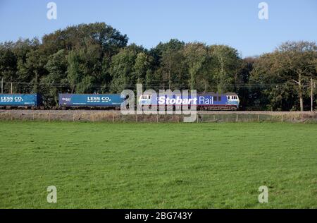 Stobart Rail livery class 92 electric locomotive hauling the Eddie ...