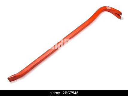 red crowbar isolated on white Stock Photo - Alamy
