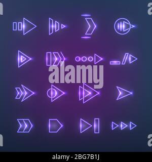 HUD futuristic arrows and navigation pointers vector interface. Sci Fi and cyberpunk games. Blue ...