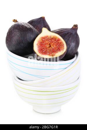 Ripe figs in bowls isolated on white Stock Photo - Alamy