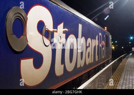 Stobart Rail livery class 92 electric locomotive hauling the Eddie ...