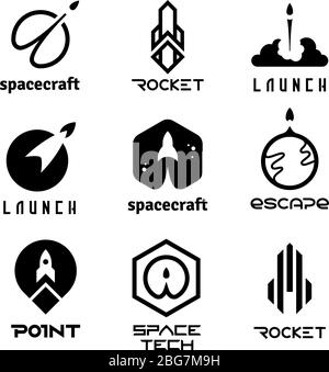 Space flying rockets, launching shuttles, spaceship, aviation vector ...