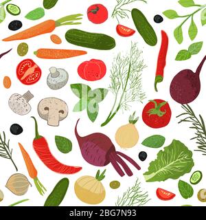 Salad seamless pattern. Tomato and cucumber endless background, texture ...