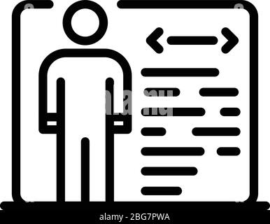 Man and window with code icon. Outline man and window with code vector ...