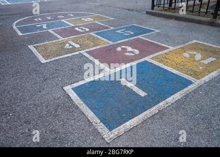 hopscotch hop skip jump game floor street urban traditional numbers ...