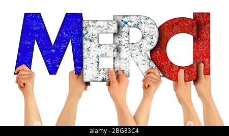 Kids Hands Holding Colorful English Word Never Lose Hope. White ...