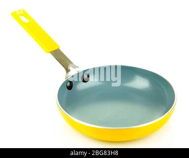 Little yellow pan isolated on white Stock Photo - Alamy
