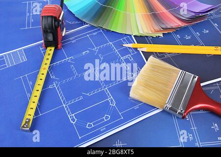 Repair project close up Stock Photo - Alamy