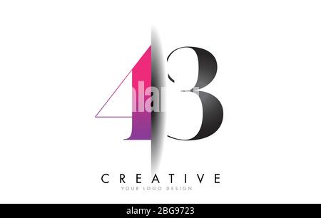 43 4 3 Number Logo Design with a Creative Cut and Black Circle ...