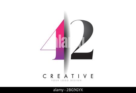 42 4 2 Number Logo Design with a Creative Cut and Black Circle ...