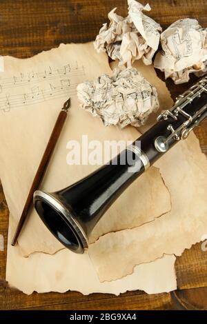 Antique clarinet with music sheets at background at police museum Stock ...