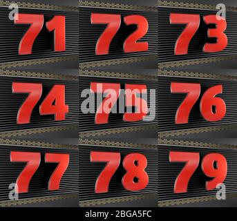 Red number 9 (number nine) with golden symbols endless knot. 3D ...