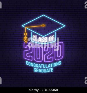 Class of 202 neon bright signboard, light banner. Vector illustration ...
