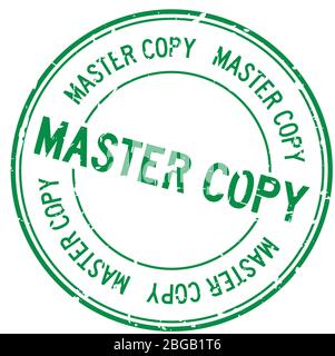 Grunge green master copy word rubber seal stamp on white background ...